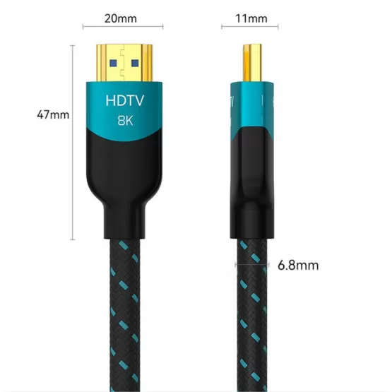 INF Kabel HDMI 2.1 pleciony 8K, 48Gbps, 8K60Hz/4K120Hz, eARC i VRR,