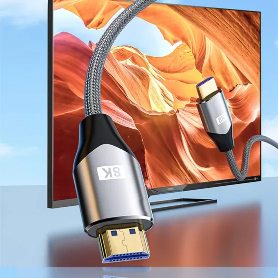 INF Kabel HDMI HDTV 2.1 8K 60Hz 4K 120Hz Pleciony Nylon Srebrny — 48Gbps,